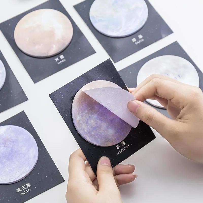 30 Sheets Planet Series Circular Self-Stick Notes Memo Pad Office ...