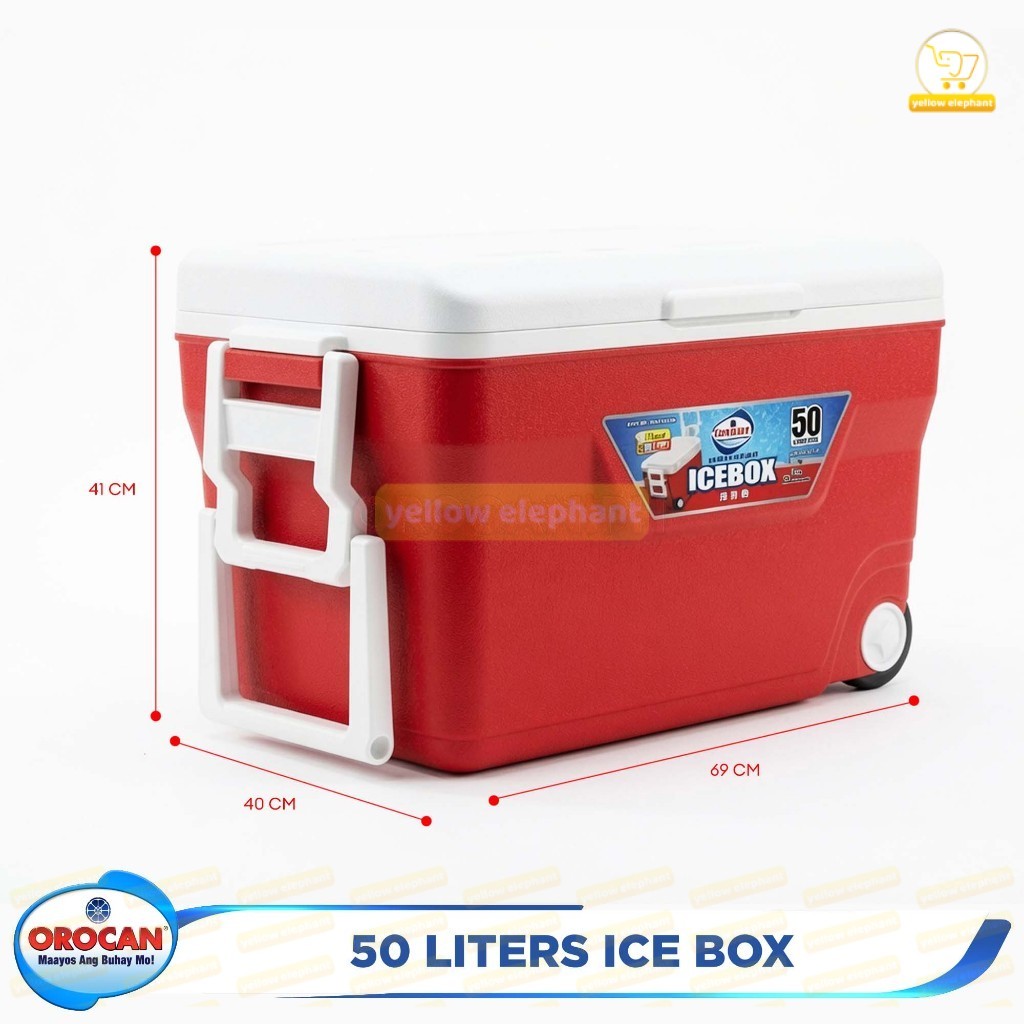 Orocan 50 Liters Insulated Ice Box with Wheels, Foldable handle & Free ...