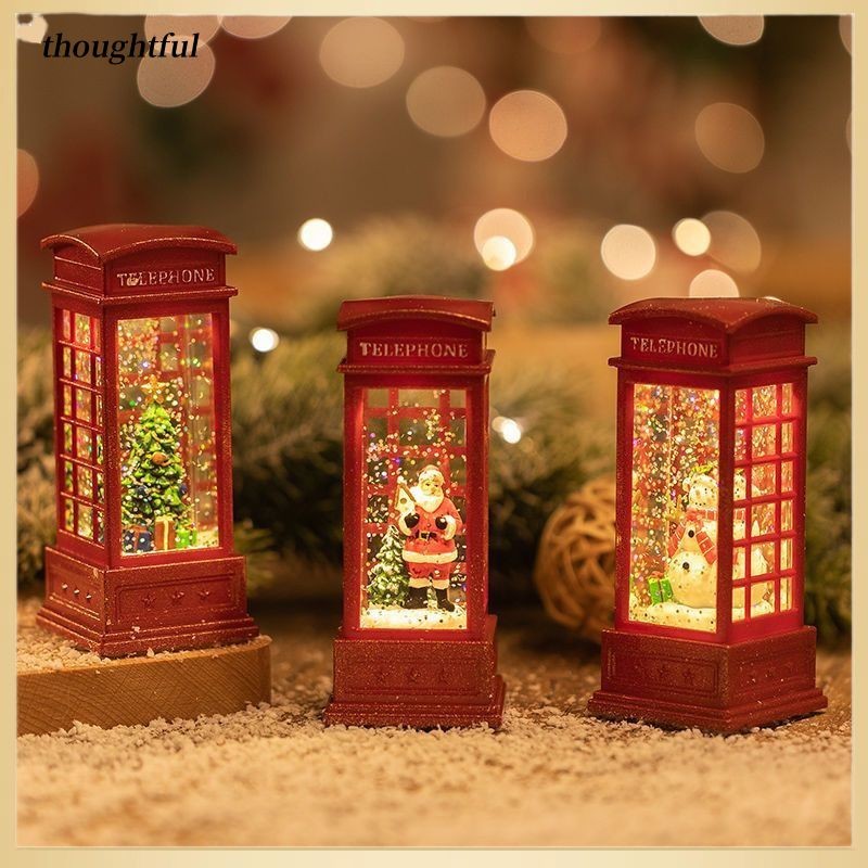 Christmas Telephone Booth Snow Globe Lantern Lighted Box Night Light ...