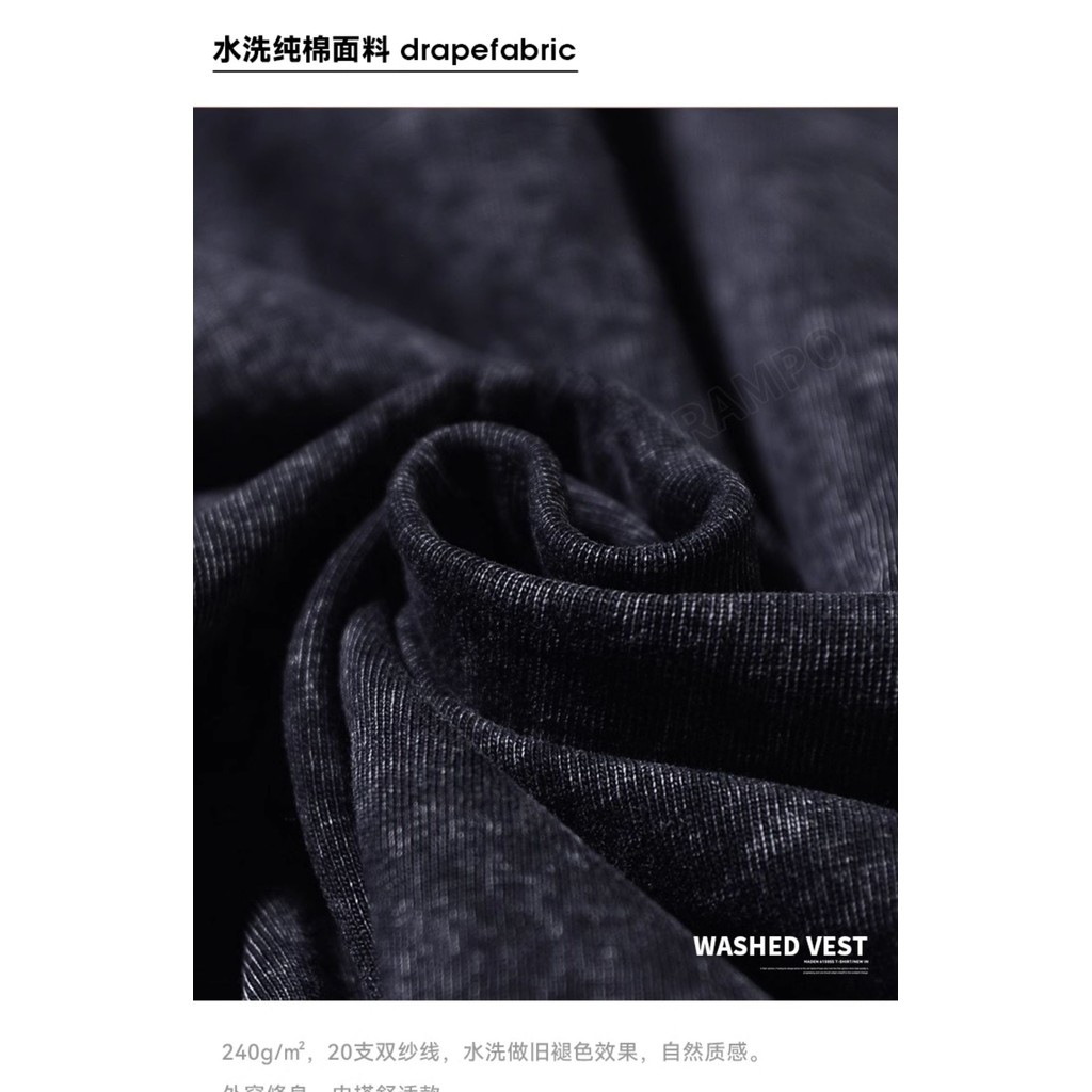 240g Batik Washed American Retro Pure Cotton Vest Men's Fitness Basketball Loose ins Street Wear ...