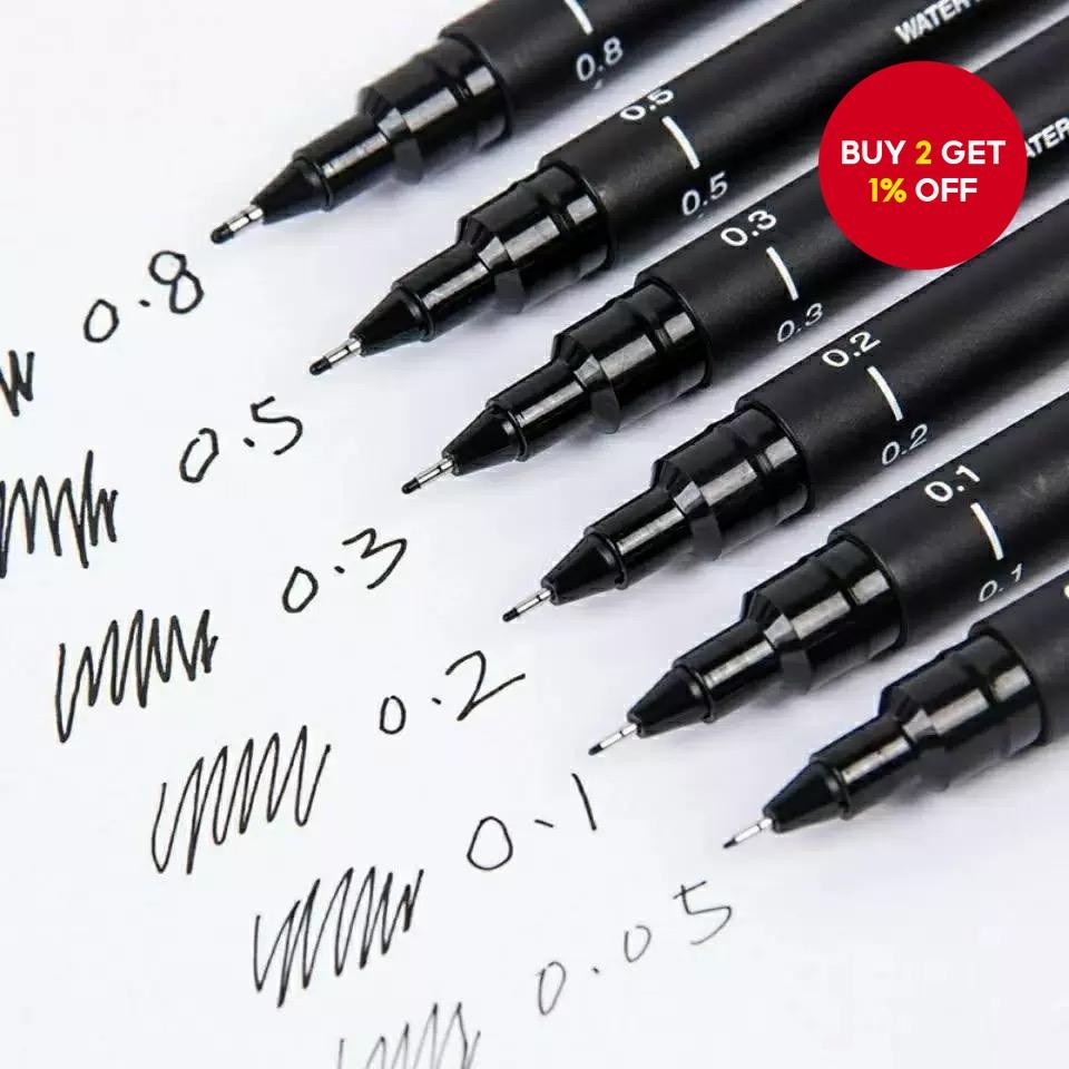 New Uni Pin Fineliner Drawing Pen Set – 005/01/02/03/05/08 Thin Tip ...