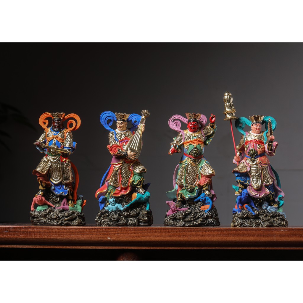 Painted Finely Carved Cypress Four King Kong King Kong Ornaments God of ...
