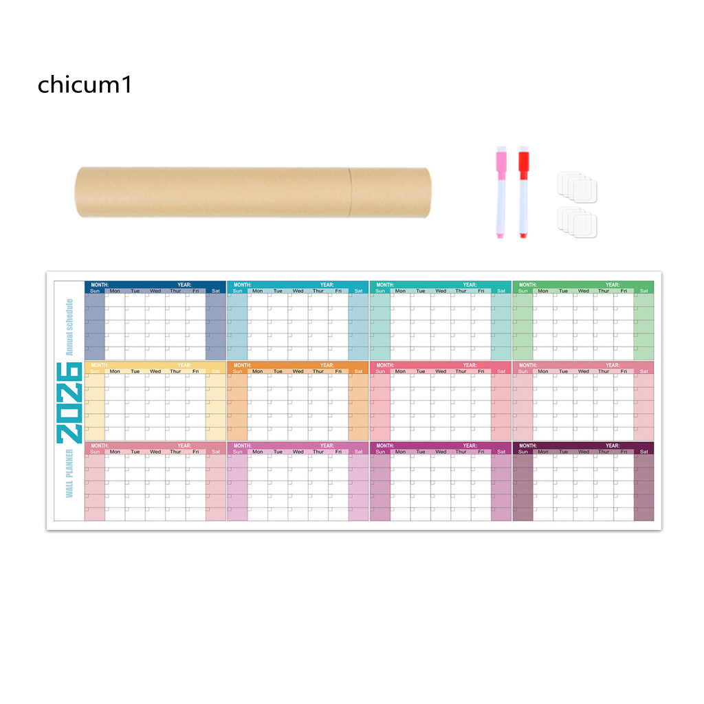 CC Time Management Tool Wall Sticker Calendar 2026 Calendar Whiteboard ...