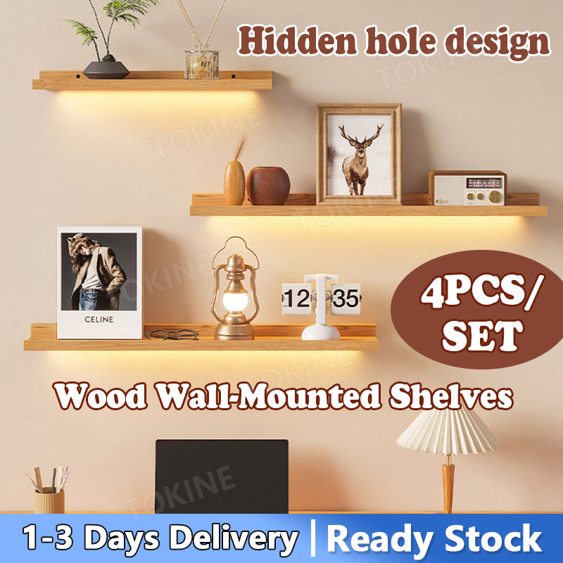 4PCS Wall-mounted Floating Shelves Hanging Perfume Storage Rack ...