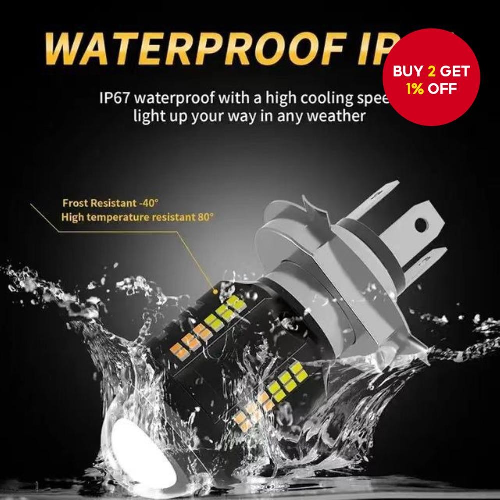 Black Motorcycle LED Headlight Strip H4 Three-Claw Dual-Claw Ba20D ...