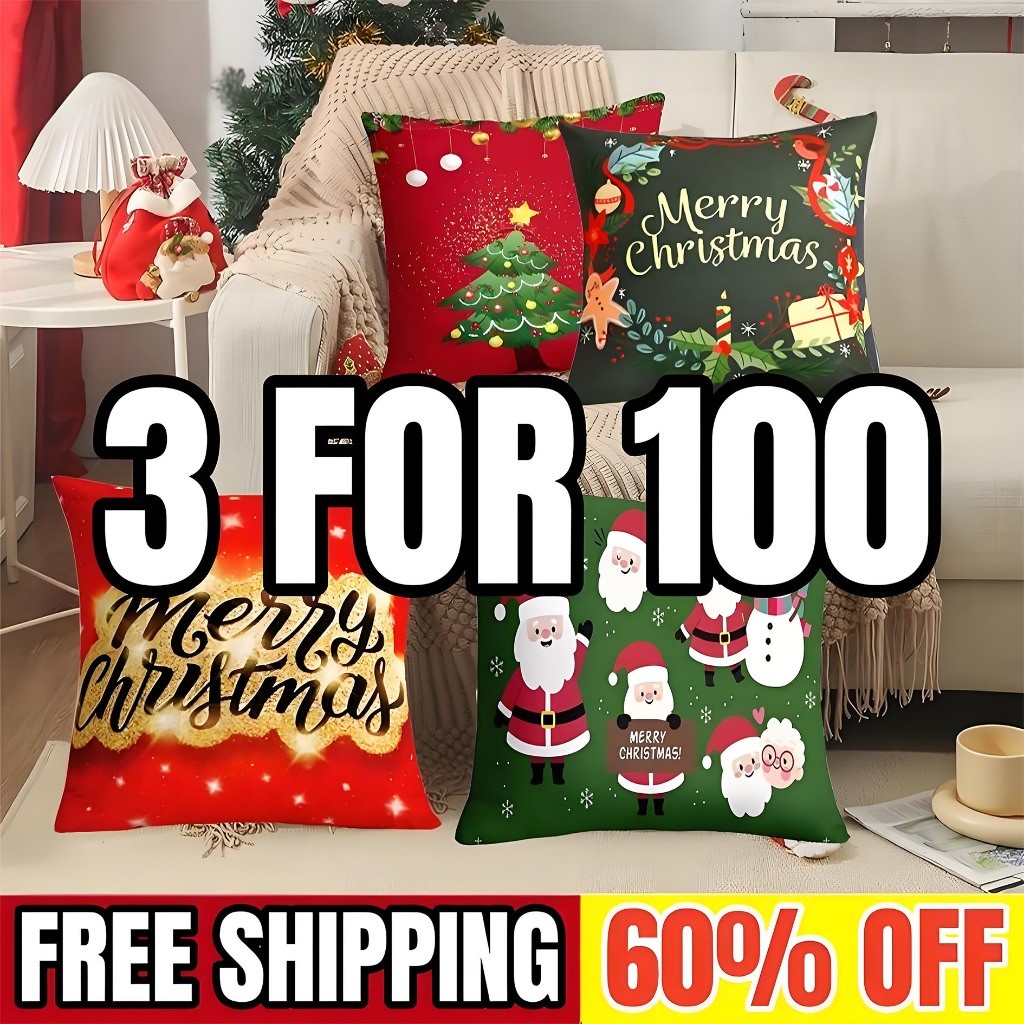 3 for 100 Christmas Pillowcase Cotton Pillow Cover 48cmX48cm with ...