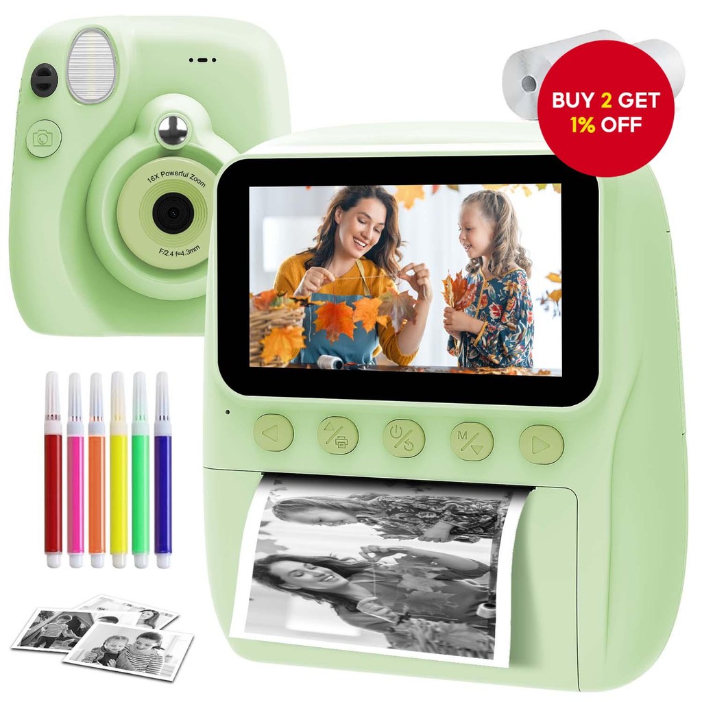 Kids Camera with Instant Print, 1080P HD Video Recording, Built-in ...
