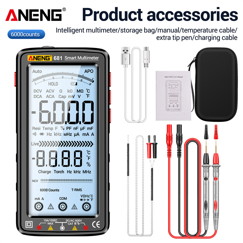 ANENG Electric Multimetry Anti-burn Electrical Capacitance Meter 6000 ...