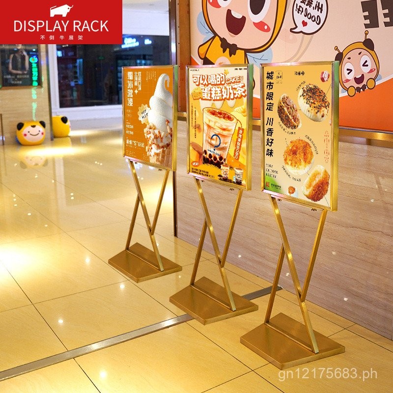 Factory Floor Standing Vertical kt Stainless Steel Metal Advertising ...