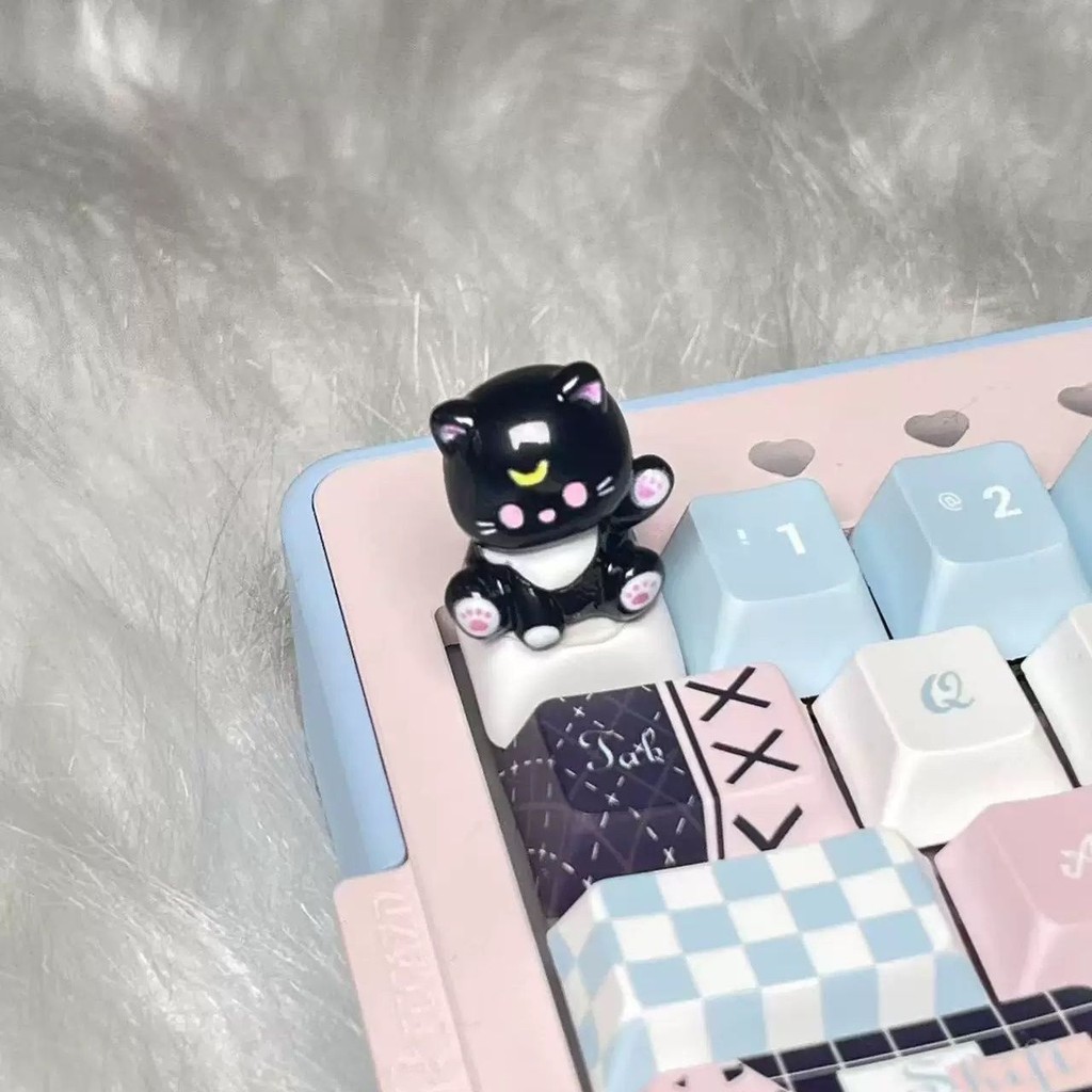 3D Cartoon Cat Handmade Custom Keycap Cross Axis Mechanical Keyboard R4 ...