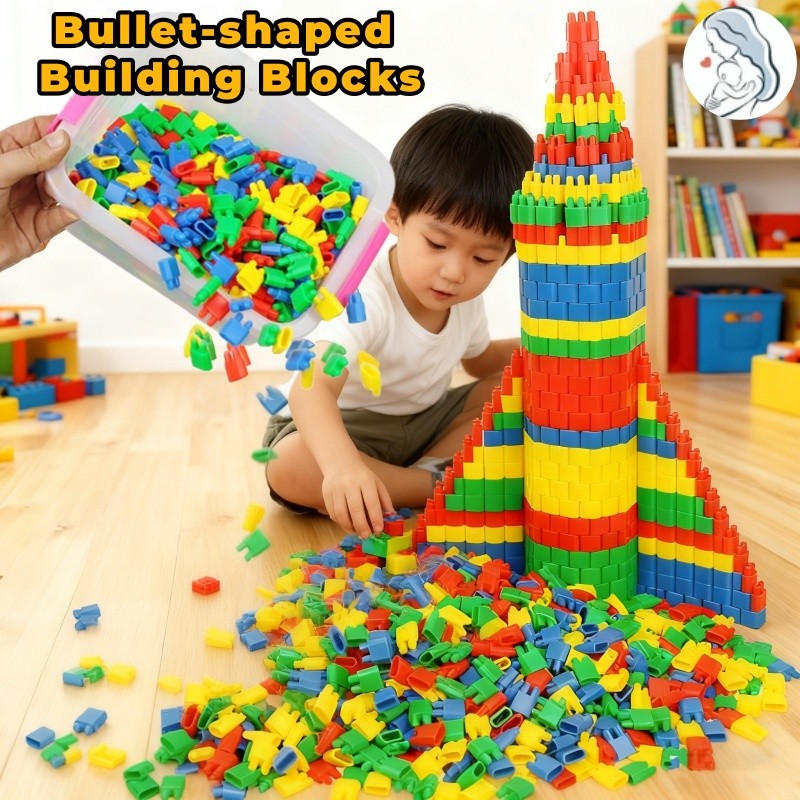 Bullet-shaped Building Blocks Kids DIY Assembling Blocks Toy Rocket ...