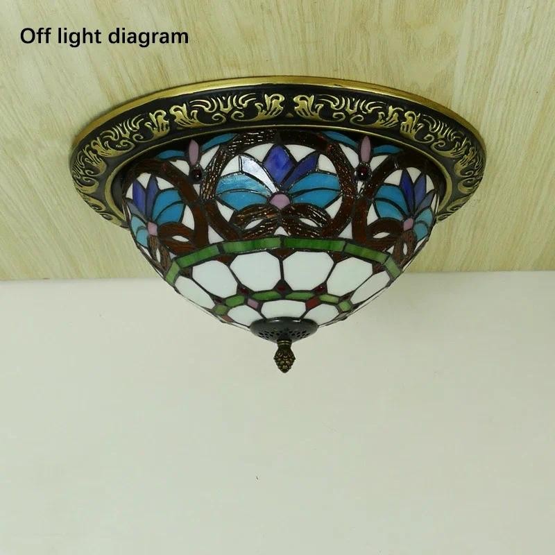 SAMAN Tiffany Ceiling Light American Countryside Bedroom Study Modern ...