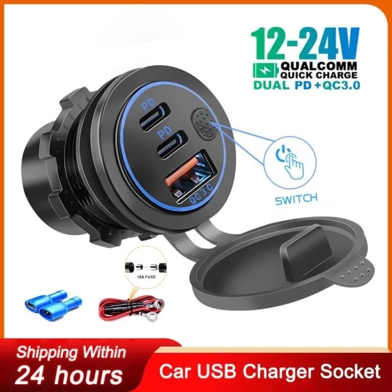 Car Charger Power Outlet Socket Dual QC3.0 Usb & Dual PD3.0 Fast ...