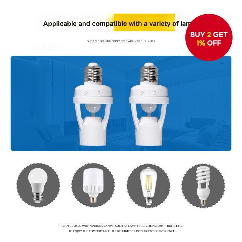 Smart light bulb socket 220V/AC E27 with motion sensor and automatic ...