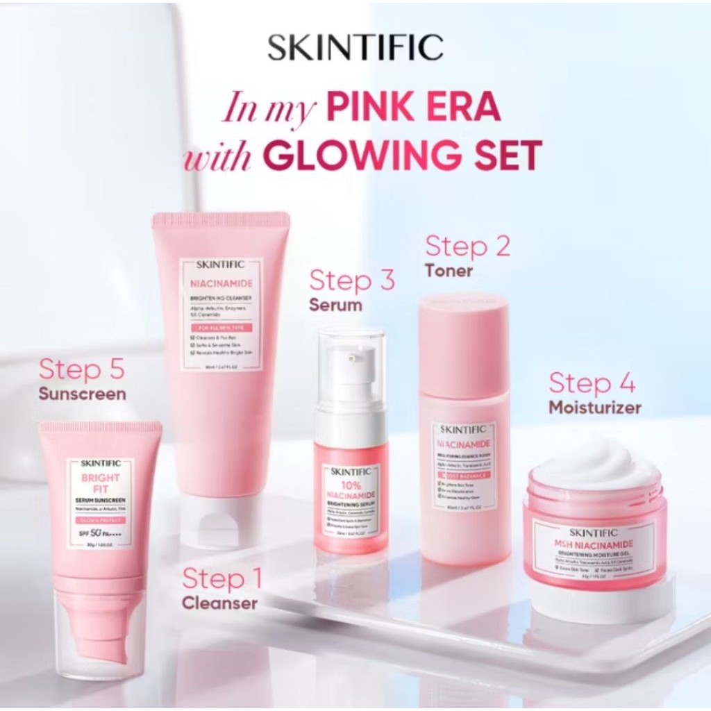 Skintific - Set 5pcs Brightening Advance Glowing Set Skincare Package ...