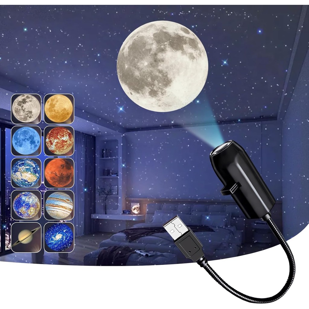 Moon Lamp Night Light, 10 in 1 Moon Projector Night Light with 360 ...