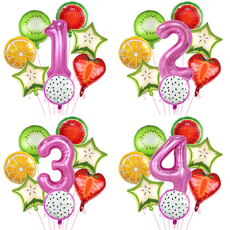 Hawaii Fruit Theme 18in Watermelon Orange Strawberry 32in Pink Number ...