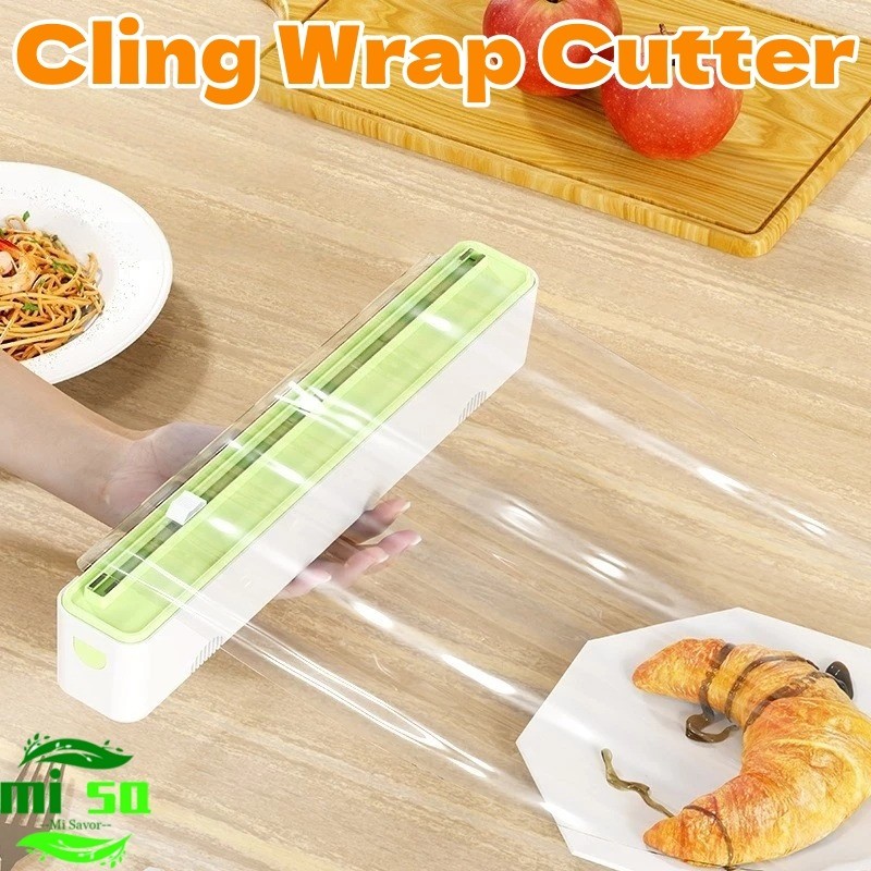 Cling Wrap Cutter with Slide Cutter Plastic Food Wrap Dispenser ...