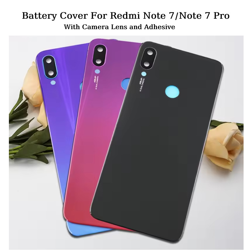 New For Redmi Note 7/Note 7 Pro Battery Cover Back Glass Panel Rear ...