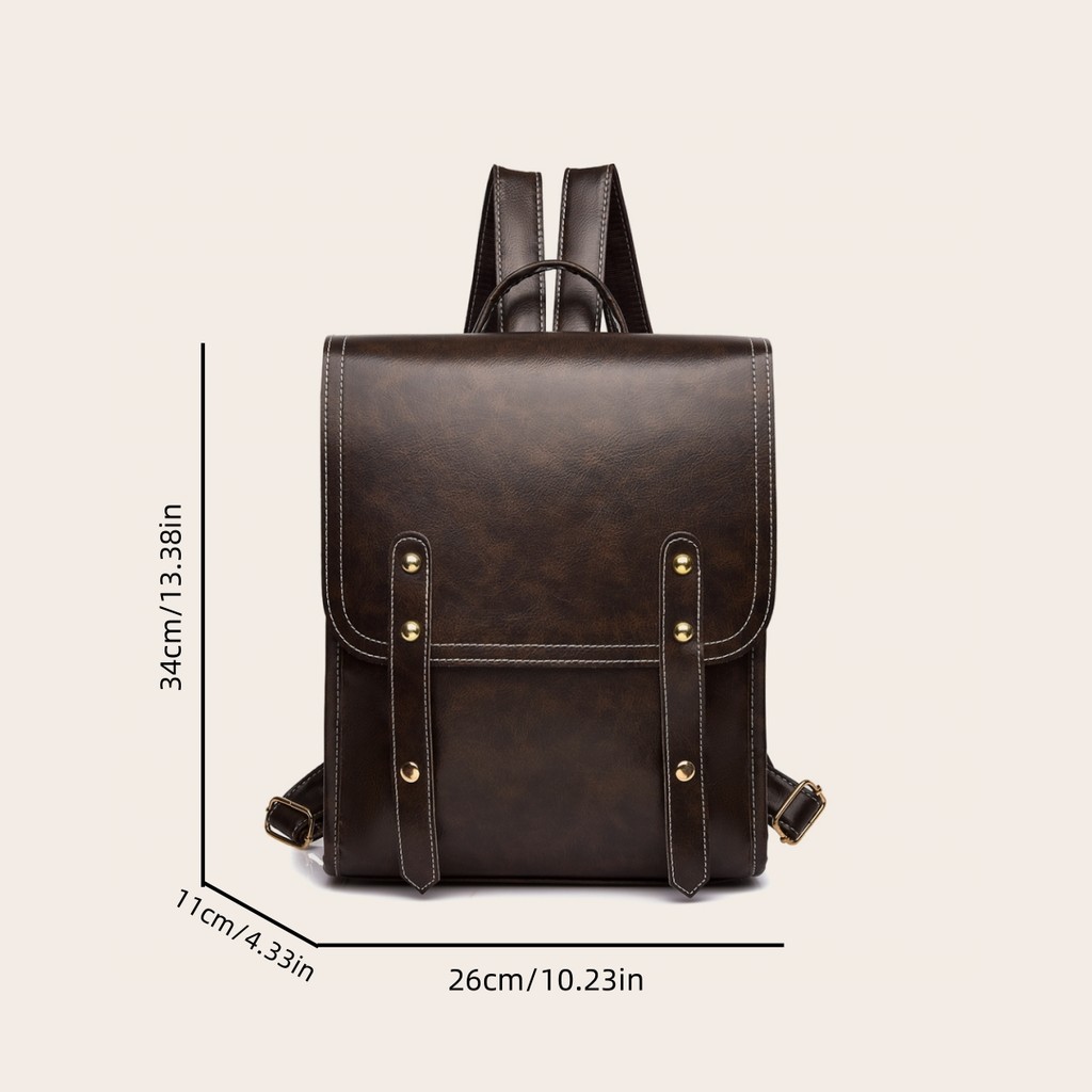 Brown Large Capacity Flap Retro Street Trendy Outdoor Leisure Vacation ...