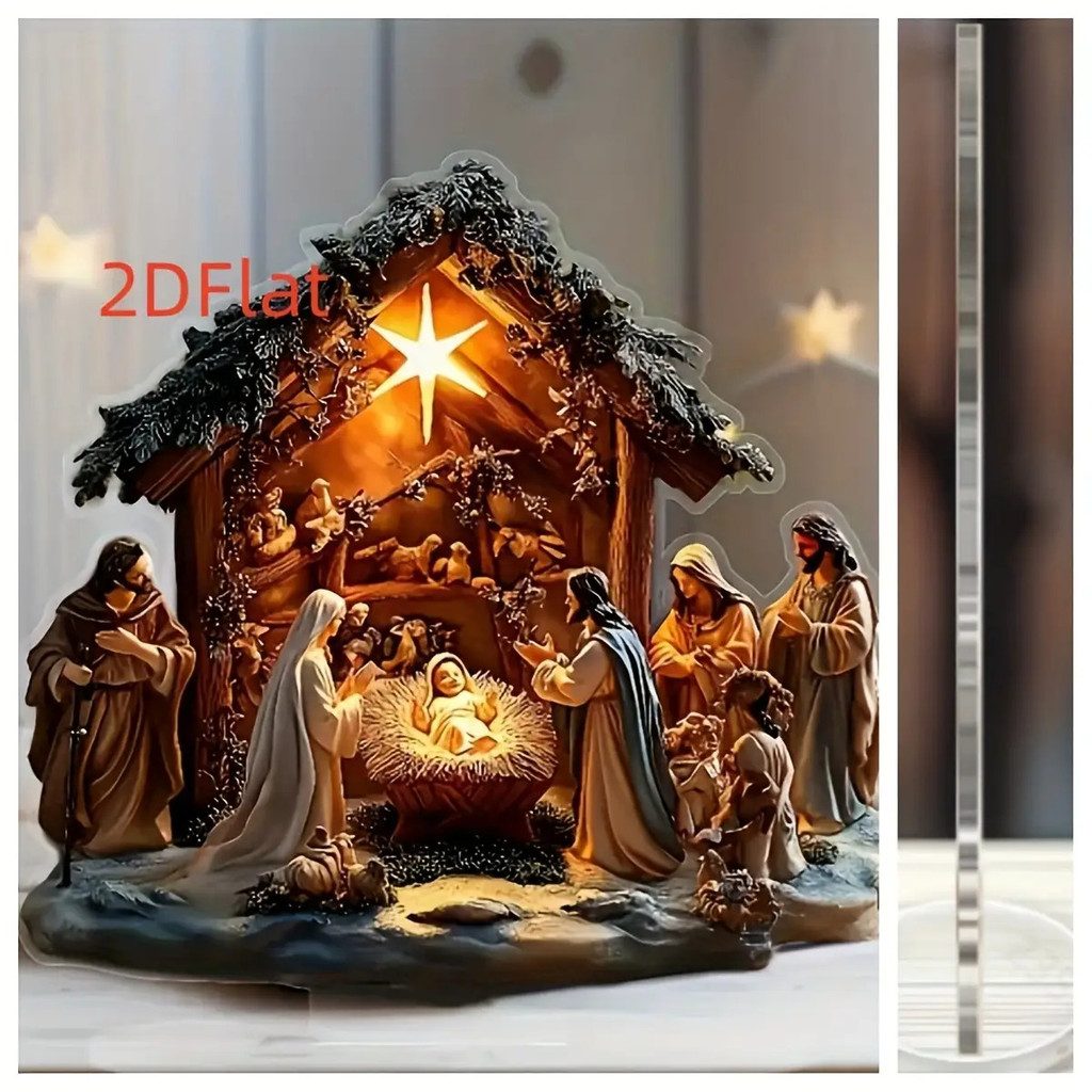 2D flat acrylic Bohemian style Christmas scene decoration suitable for ...