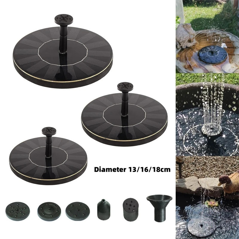 1 set Round Solar Fountain with 4 Nozzles Outdoor Garden Pool Floating ...