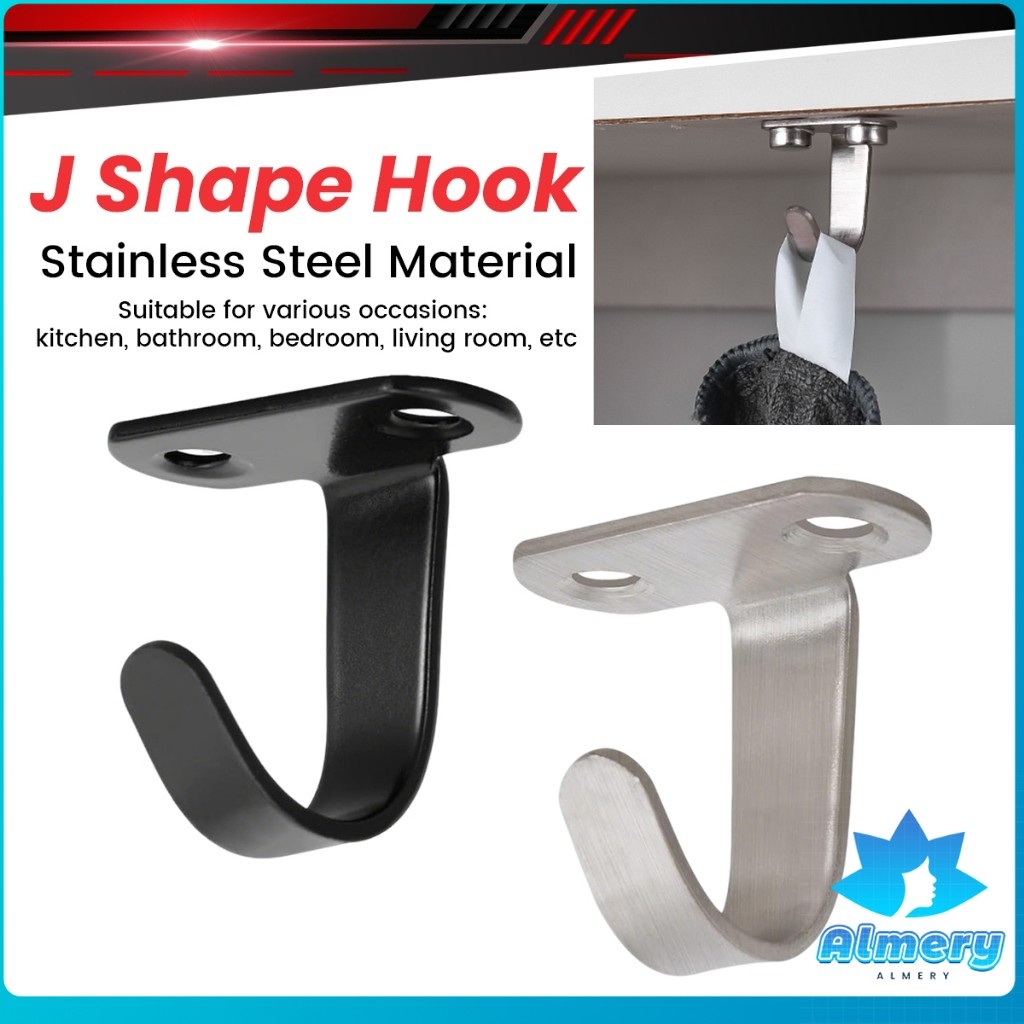 Almery Stainless Steel J Shape Hook Ceiling Wall Hanging Hook Special ...