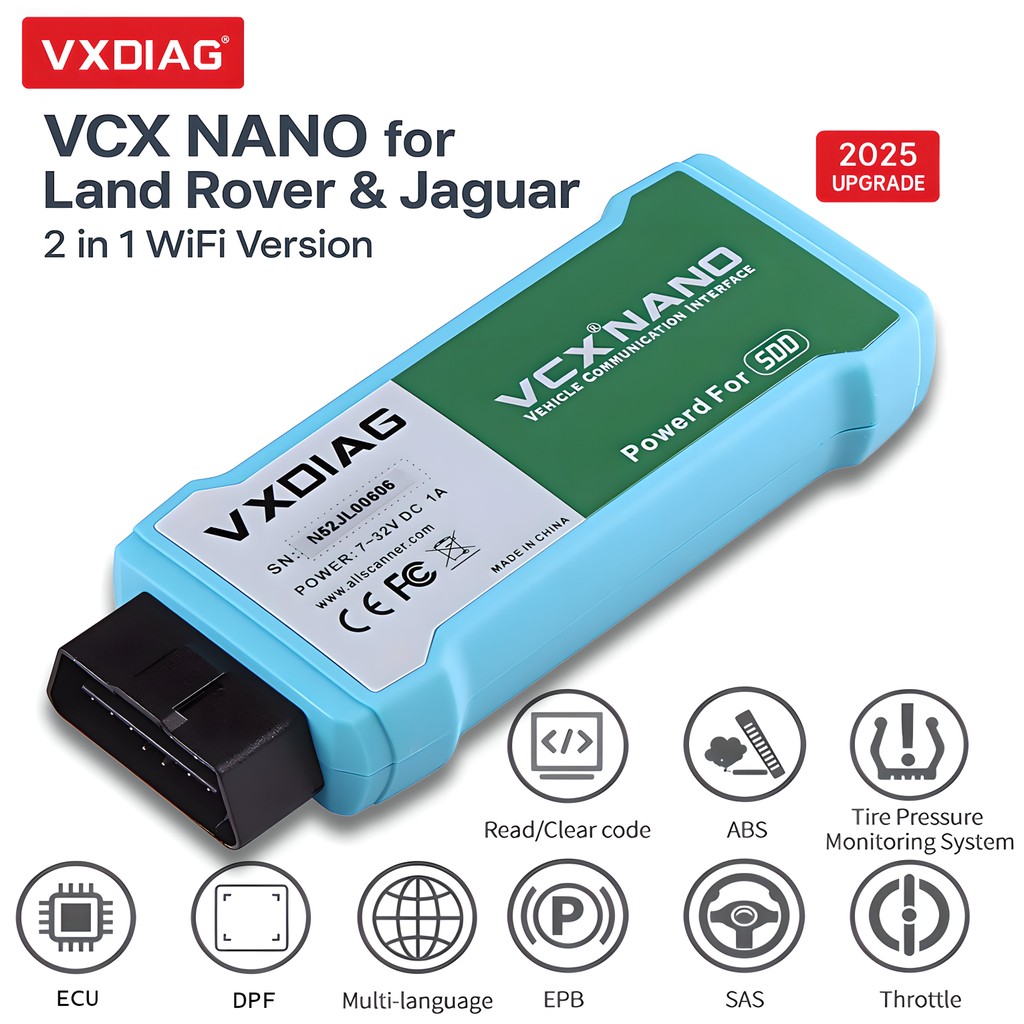 VXDIAG VCX NANO Land Rover Jaguar 2 in 1 WiFi OBD2 Diagnostic Tool SDD ...
