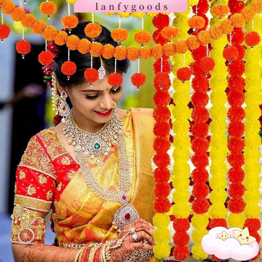 LANFYGOODS Marigold Garland , DIY Long Strands Artificial Pooja ...
