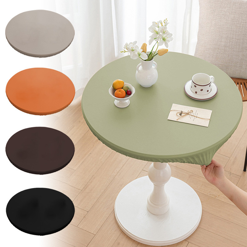 Round Elastic Edged Tablecloth PU Leather Table Cloth Cover For Home ...
