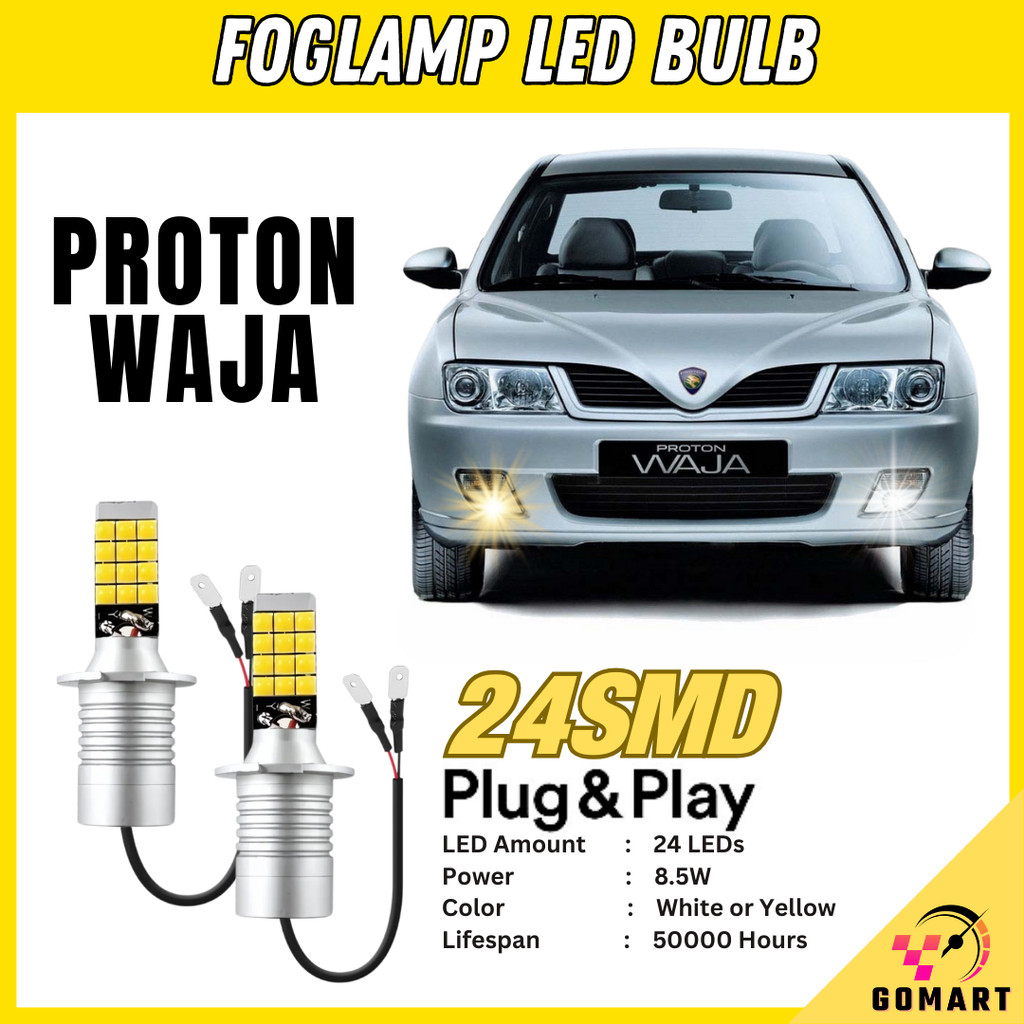 Mentol Lampu Kabus Kereta PROTON WAJA FOGLAMP LED BULB White Sport ...