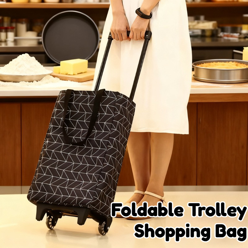 Foldable Trolley Bag Shopping Cart with Wheels Reusable Shopping Bag ...