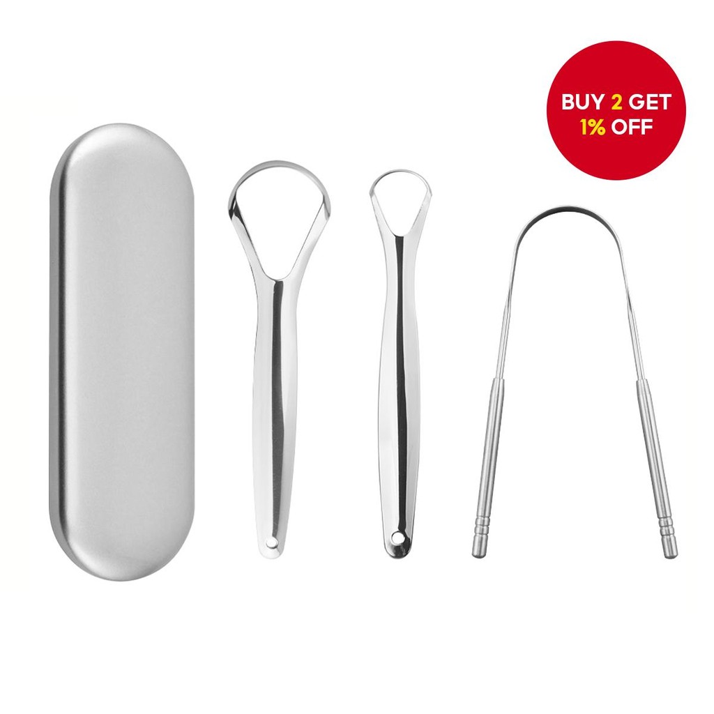 Stainless Steel Tongue Scraper Set with Storage Box, Portable Oral Care ...