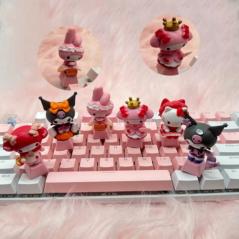 Sanrio Cartoon Pink Girl Personalized Keycap Cute Mechanical Keyboard ...