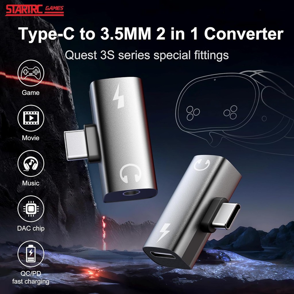 Type C to 3.5mm Headphone and Charger Adapter, 2 in 1 USB C to Aux Audio, Type c Adapter to Aux ...