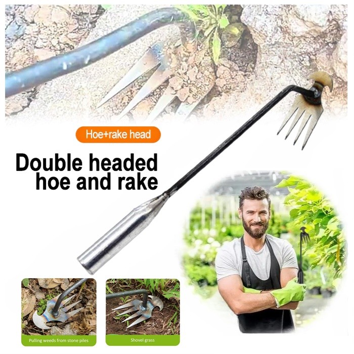 Tooth Weeding Hoe Garden Soil Loosening Rake & Weed Removal Tool Small ...