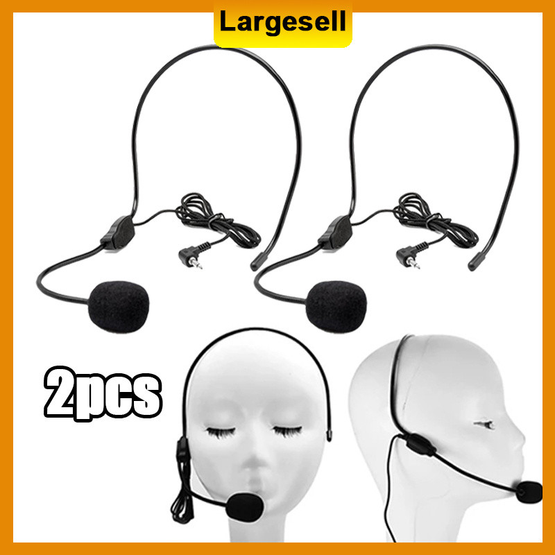 2PCS 3.5MM Wired Headset Microphone with 1M Line for Voice Amplifier ...