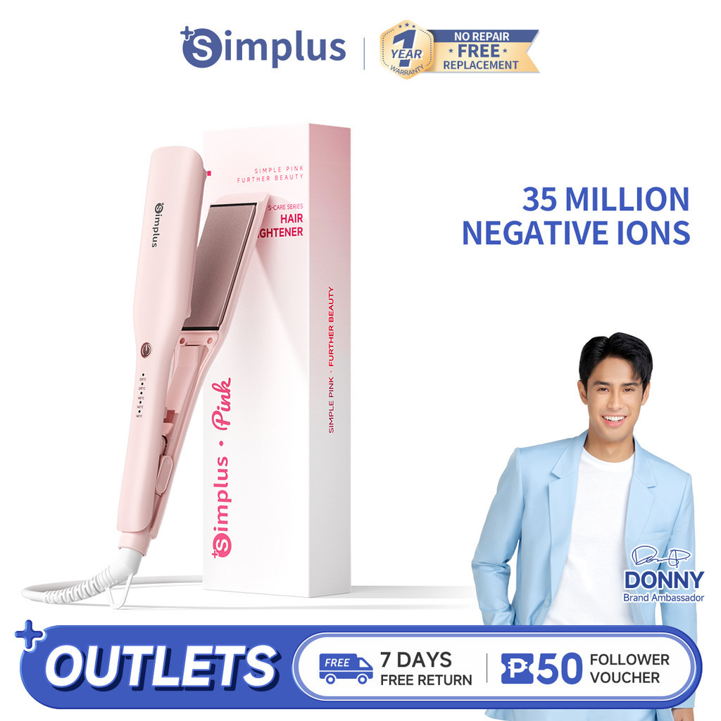 Simplus Widen Hair Straightener Ionic Care 5 Temperature Levels Ceramic ...