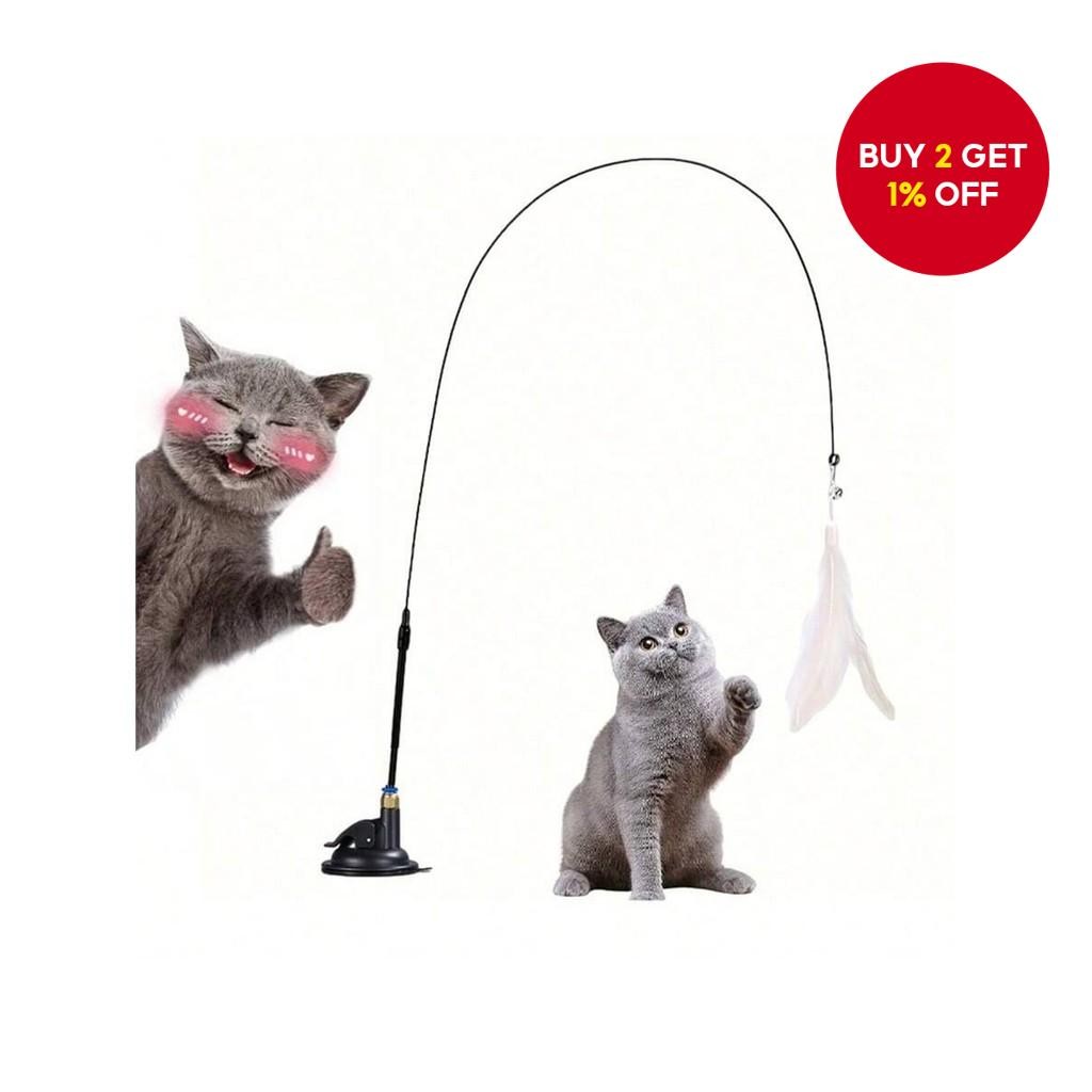 New The bell cat teaser with a strong suction cup allows the cat to ...
