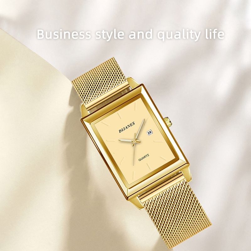 Classic Men's Square Quartz Wrist Watch Men's Casual Business Calendar ...