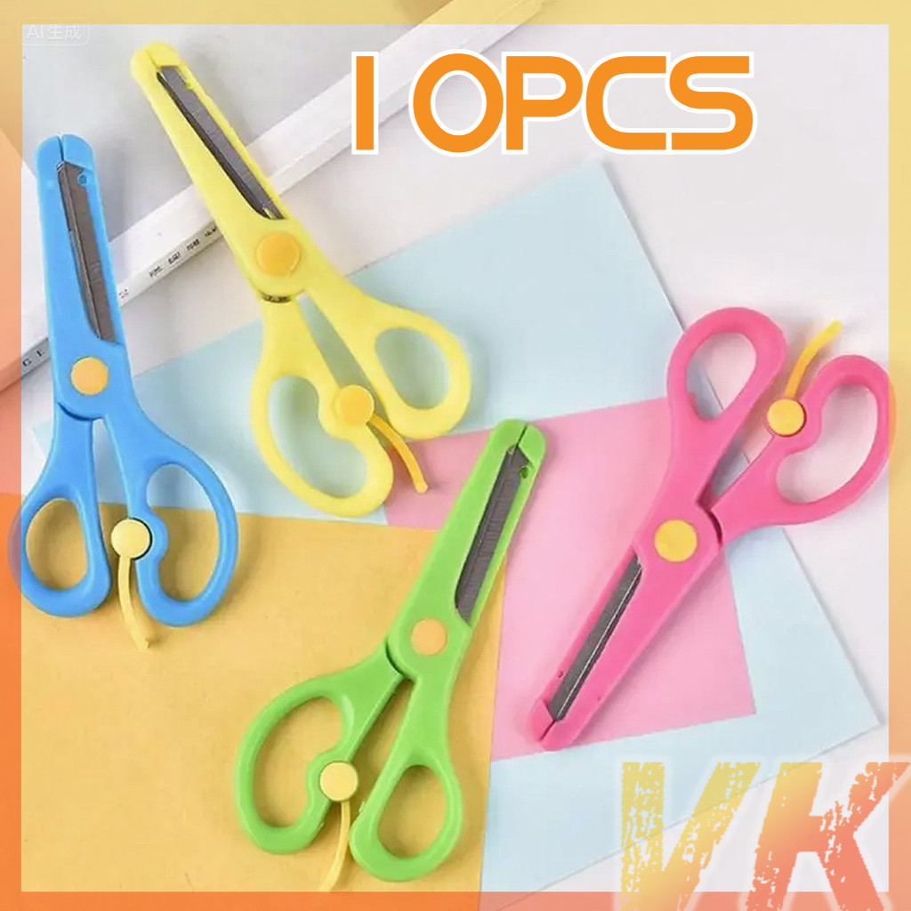 VK 10PCS Kid DIY Paper-Cut Safety Scissor Handmade Round Head ...