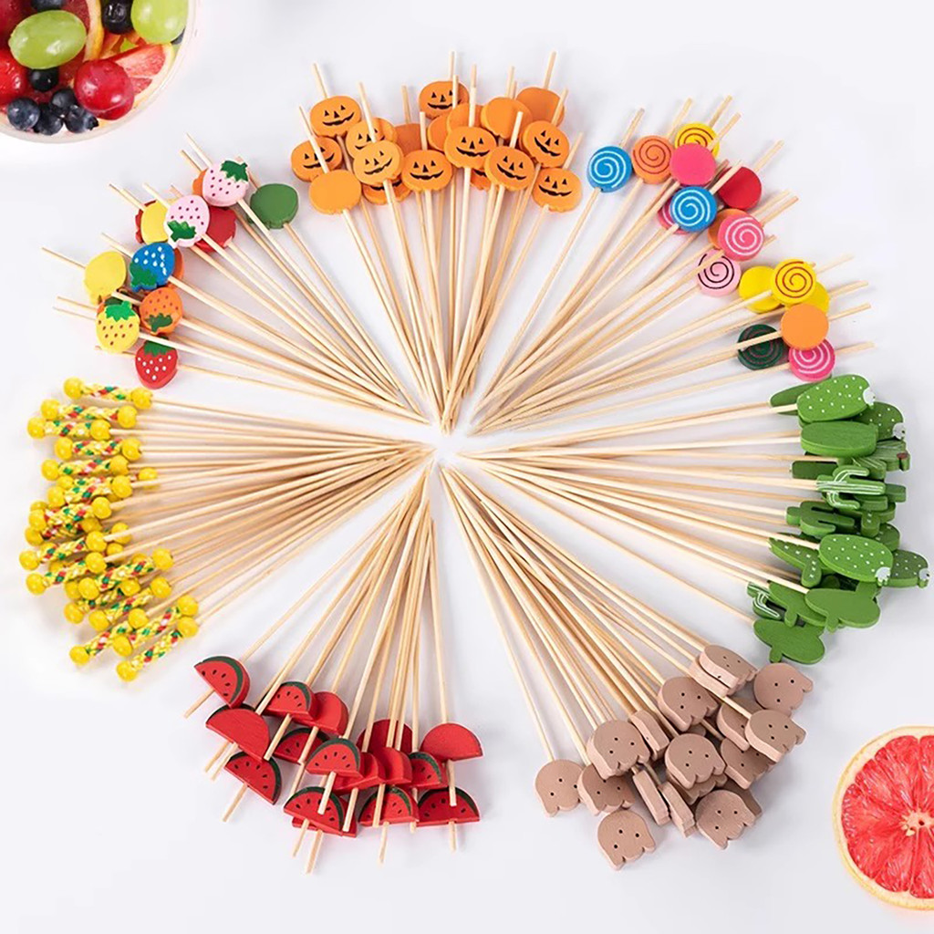 Fruit Stick Disposable Decorative Flower Stick Bamboo Stick Creative ...