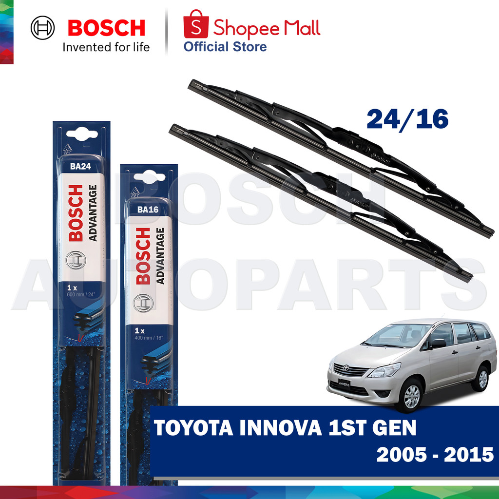 Bosch Advantage Wiper Blade Set for TOYOTA Innova 1st Gen 2005 to 2015 (24"/16") | Shopee ...
