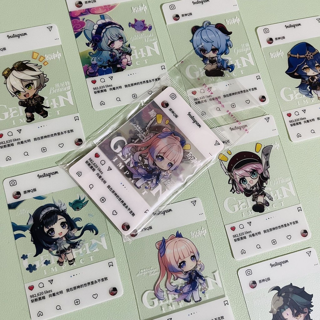 Yuanshen Q version Through Card Kanyu Xinhai Bennett Anime Merchandise ...
