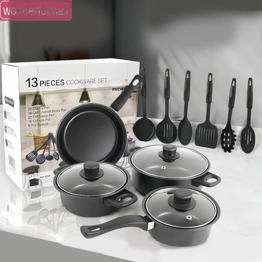 ♚WM♚ 13Pcs Non Stick Cookware Set Cooking Pot with Lid/ Deep Frying Pan ...