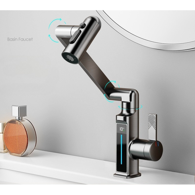 Copper Universal Digital Display Water Tap for Basin Up and Down Wash ...