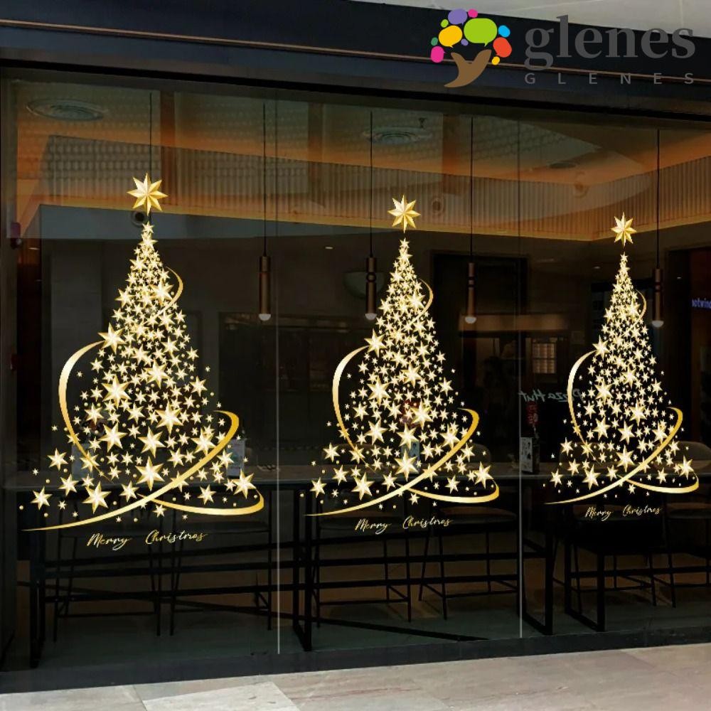 GLENES Christmas Tree Window Stickers, Large Removable Xmas Decals ...
