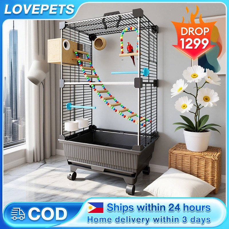 Parrot Cage Pet Bird Cage Splash-proof Horizontal Wire for Phoenix ...