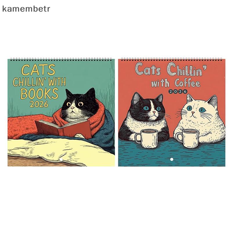 ka Cats Chillin' With Books 2026 Wall Calendar, Cat-Themed Monthly ...
