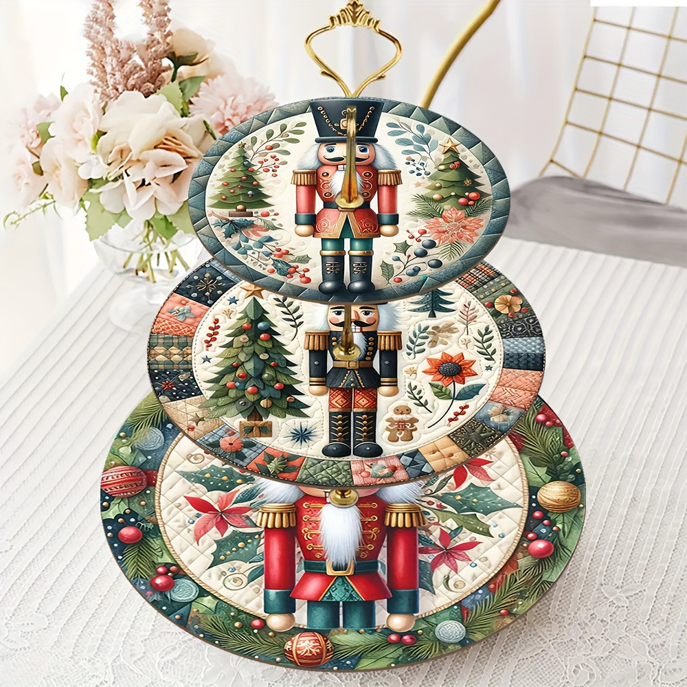 3-Tier Walnut Wooden Christmas Cake Stand Scandinavian Style Dessert ...